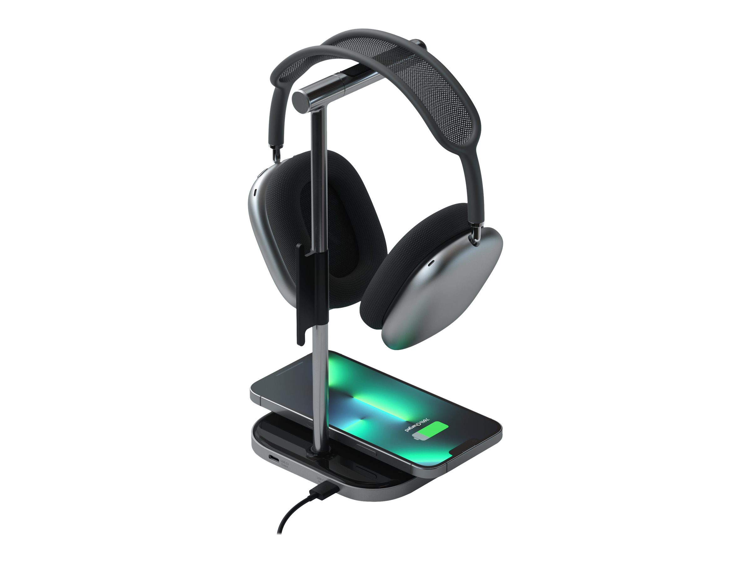 Satechi 2 In 1 Headphone Stand And Wireless Charger Space Grey St