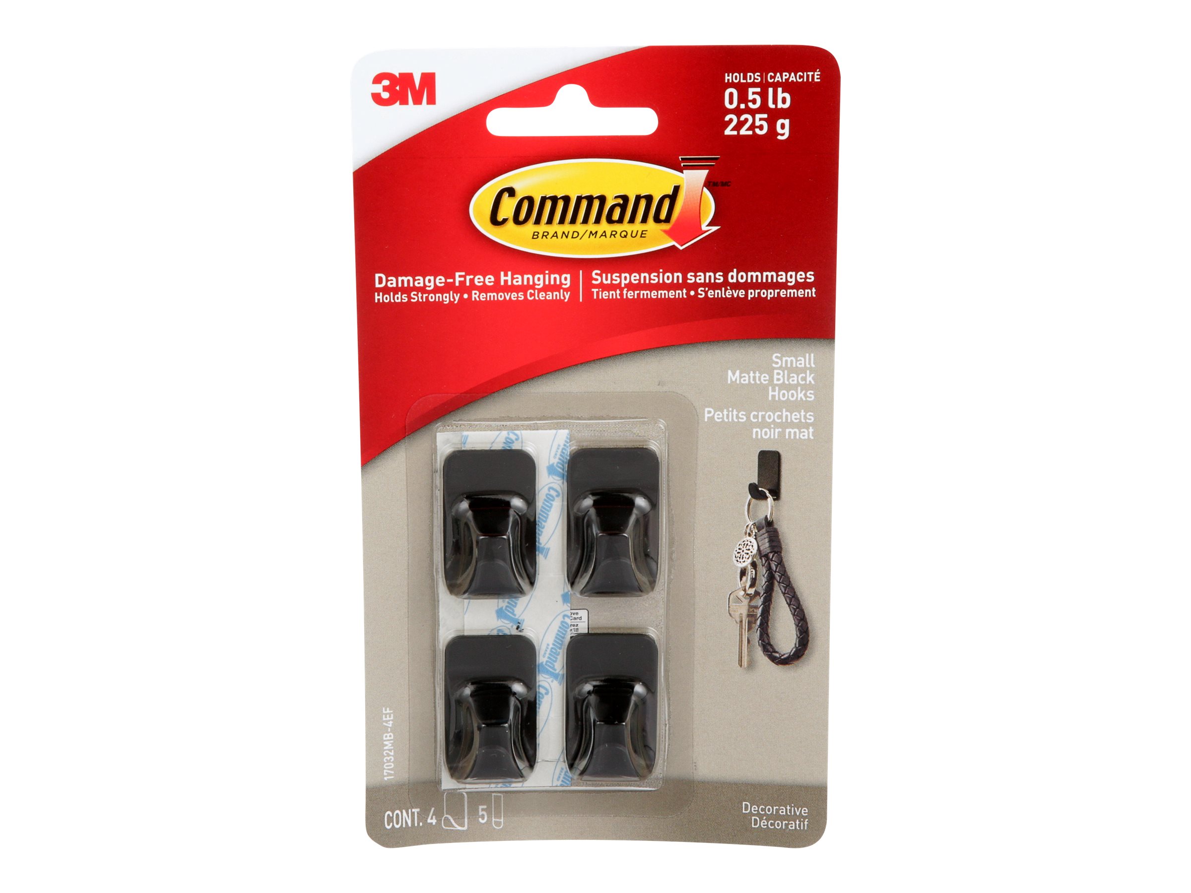 3M SMALL MATTE BLACK HOOK 17032MB-4EF